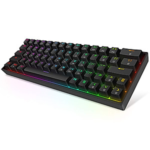 YUNZII SK64 64 Keys Hot Swappable Optical Mechanical Keyboard with ABS Shine-Through Keycaps, RGB Backlit, Programmable for Win/Mac/Gaming (Gateron Optical Blue, Black)