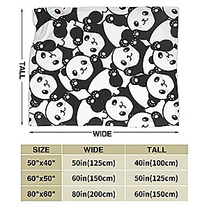 Cute Pandas Flannel Throw Blanket Warm Plush Cozy Soft Fleece Blankets for Sofa Couch Bed Office Camping All Seasons