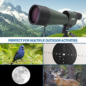 BARSKA Benchmark 25-125x88 Waterproof Straight Spotting Scope, Green/ Black