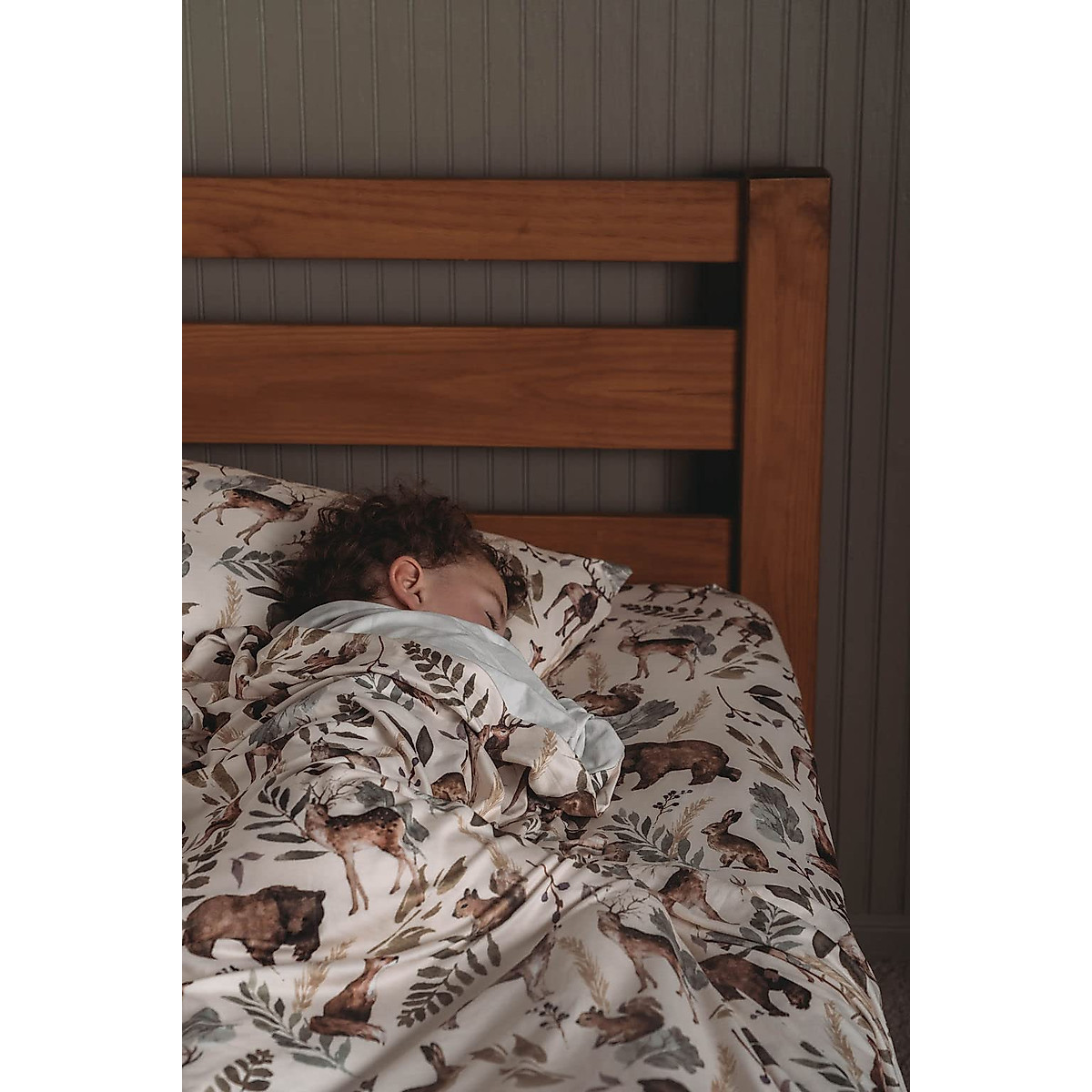 Pobi Baby - Premium Twin Fitted Sheet, Flat Sheet with Pillow case - Ultra-Soft Cotton Blend, Stylish Woodland Pattern, Deep Pockets - Twins Sheets - 3 PC (Wildlife Animal)