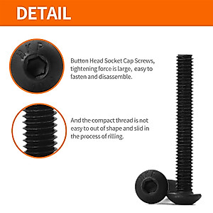 NIULUNBAO M4 x 30mm 35mm 40mm 45mm 50mm Button Head Socket Cap Screws Bolts, 10.9 Grade Alloy Steel Metric, Black Oxide Finish, Allen Hex Drive, Machine Fully Threaded, Assortment Kit 50PCS