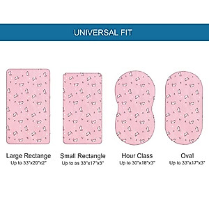 Bassinet Sheets 2 Pack, Bassinet Sheet Ultra Soft, Bassinet Sheets for Baby Girl Universal Fit for Rectangle, Oval, Hourglass Bassinet Pad/Mattress, Pink