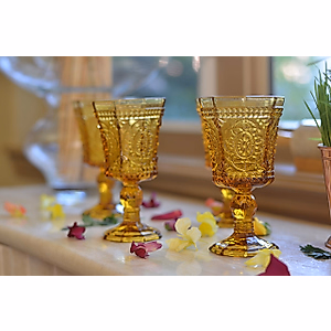 10 Strawberry Street Vatican 8 Oz Red Wine Glass, Set of 6, Amber Glass