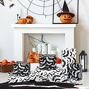 Whaline WH9796 Gift Wrap Tissue Halloween Bat Pattern 60 Sheets Black and White Tissue Paper for DIY Craft, Party Decorations Wrapping, 13.8 x 19.7 Inch