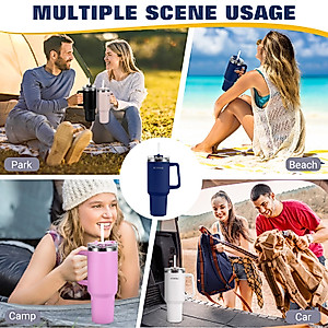 WYHVAND 40 oz Tumbler with Handle, Stainless Steel Insulated Tumbler with Lid and Straw Keeps Drinks Cold and Hot，The Best Birthday Gifts for Family，Friends -Navy