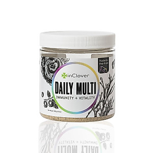 InClover Daily Multi Cat & Dog Vitamin - Canine & Feline Vitality Powder - Immunity Boost with Organic Blueberry, Seaweed, Turkey Tail Mushroom & Postbiotic Fibers - Critical Immune Defense Supplement