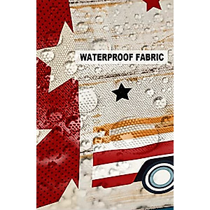 Waterproof Throw Pillow Covers Set of 2 Outdoor Pillowcases Patriotic Stars Rustic Red Truck Car with American Flag Garden Cushion Covers for Patio Tent Garden 20 x 12 Inch