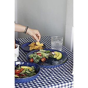 roro 7-Inch Ceramic Appetizer Plates - Handcrafted Stoneware with Unique Glossy Reactive Blue Bubble Finish, Ideal for Serving & Plating Gourmet Dishes, Durable & Elegant Design, Set of 2