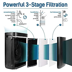 Air Purifier for Home or Bedroom with Night Light, Three-Gear Wind Speed that Cleans Air Lock Set, Ultra Quiet HEPA Filtration for Odor, Pet Dander, Black