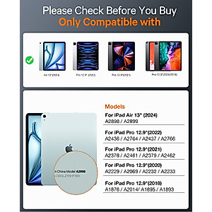 CHESONA Touchpad for iPad Pro 12.9 Case with Keyboard, Keyboard (for 12.9-inch Pro - 6th/5th/4th/3rd Generation), Detachable Bluetooth Keyboard with 7-Color Backlight, 2 Bluetooth Channels (Black)