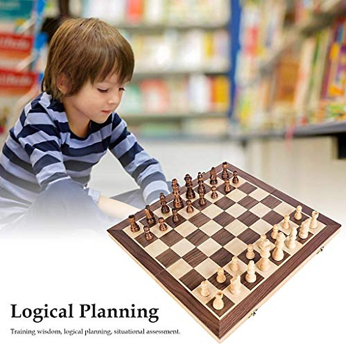 BIENKA MKVRS Chess Chess Set Chess Board Folding Wooden Chess Game Board with Felt Game Board Inside Portable Travel Folding Board Game for Kids Adults Chess Set Chessboard