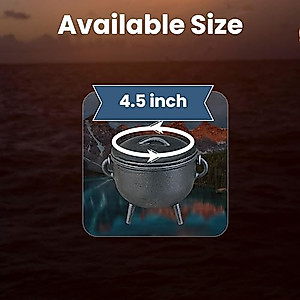 Cast Iron Cauldron with Lid and Carry Handle for Spells, Smudging, Ritual & Blessings | Includes 6 Free Incense Smudge Cups (4.5 Inch, Black)