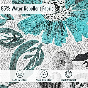 TWLEAR Indoor/Outdoor Wicker Chair Cushions, U-Shape Tufted Patio Seat Cushions All Weather for Outdoor Furniture Home Garden Office Chair Use, 19”x19”x5”, 2 Pack, Blue Calliopsis