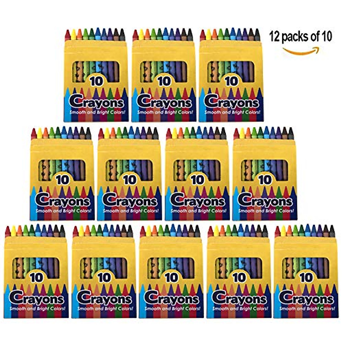 Trail maker 12 Pack Crayons - Wholesale Bright Wax Coloring Crayons in Bulk, 10 Per Box, 12 Box Bundle Art Set