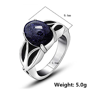 PAMTIER Unisex Stainless Steel Silver Plated Cool Dragon Claw Oval CZ Gem Stone Couples Ring Vintage Gothic Biker Wedding Band Blue Size 5