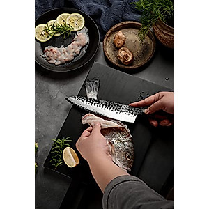 Chef Knife 8-Inch Handmade Forged Pro Japanese Sharp AUS10 High Carbon 3-layer Steel Kitchen Meat Vegetable Sushi Gyuto Cutting Cleaver Kitchen Chef Knife[Gift Box &Wooden Sheath]–Wooden Handle