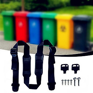 FKUMLUN Trash Can Lid Lock, Adjustable Dustbins Secure Lock Straps,with Mount Screws & Buckle Keys for Outdoor Garbage Cans