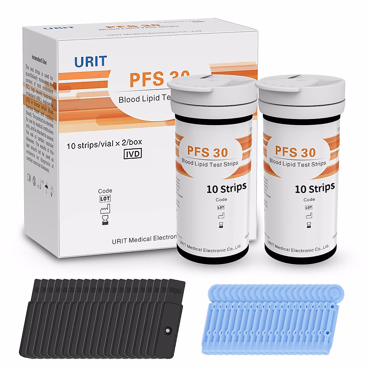 URIT 20 Test Strips (Test Strips Only) for Home Use 5 in 1 Lipid Test Meter Cholesterol Test Machine (All-in-One 20ea x Profile Cholesterol Test Strips Included)