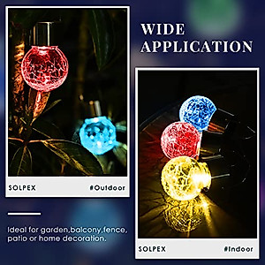 SOLPEX Hanging Solar Lights Outdoor, 8 Pack Decorative Cracked Glass Ball Light, Solar Powered Waterproof Globe Lighting, Hanging Globe Solar Lights for Garden, Yard, Patio, Lawn, Flower Bed