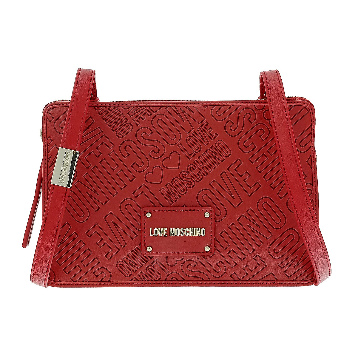 Love Moschino Red Signature Embossed Small Shoulder Bag for womens