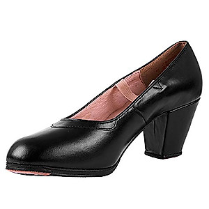 Miguelito 1670 Women's Flamenco Dance Shoes with Nails, Leather, Granada, 2.5" Heel, 7.5 US, 25 MX, Black