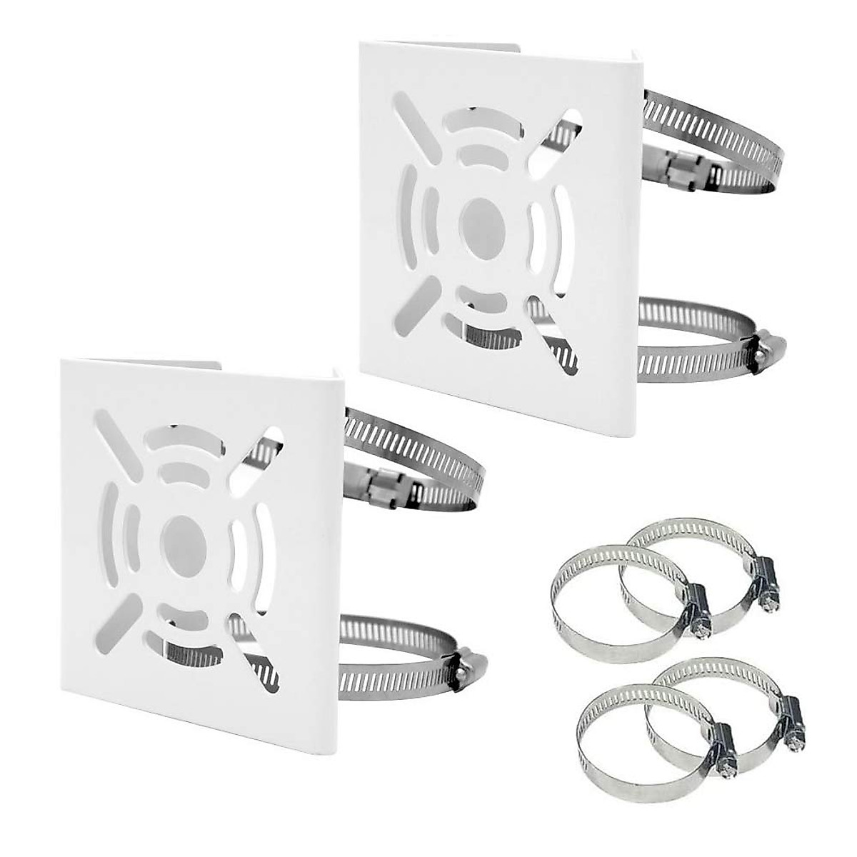 Fox Baby Universal Vertical Pole Mounting Bracket for CCTV Security Camera PTZ Dome, Wall Mounting Loop Bracket with 8 Loops (2 Pcs)