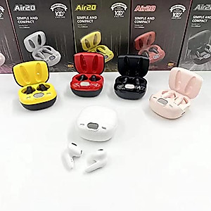 Air20 Wireless Earbuds Bluetooth Headphones with Wireless Charging Case IPX4 Waterproof Stereo Earphones in-Ear for SPOR (White)