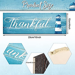 Yookeer 3 Pieces Thankful Grateful Blessed Wooden Signs Coastal Rustic Wood Signs Wood Farmhouse Wall Decor Beach Wood Front Hanging Sign for Farmhouse Outdoor Decor (Coastal Style)