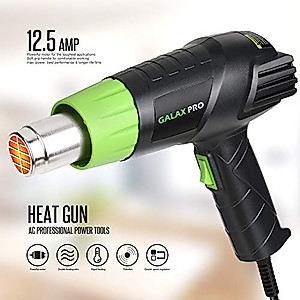 Galax Pro Heat Gun 12.5Amp Hot Air Gun Kit Variable Temperature Control with 2-Temp Settings 4 Nozzles 300℃-500℃ for Crafts, Shrinking PVC