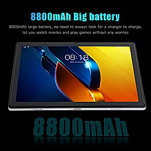 PUSOKEI 10in Tablet for Android 11,Bluetooth 5.0,1920x1200 HD MT6711 10 Cores 2.5Ghz Tablet,2.4G/5G WiFi Calling Tablet,6GB 128GB,Dual Camera,Silver(us)