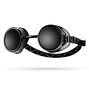 Ram-Pro Steampunk Goggles Vintage Victorian Round Cosplay Punk Gothic Welding Glasses for Men and Women | Clear, Tinted Lens (Antique Silver)