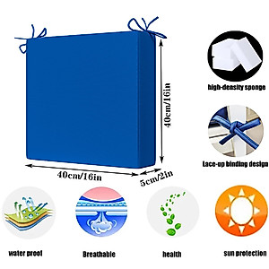 LFNOONE Kitchen Chair Cushions Set of 4 Garden Patio Seat Cushions 16"X16"X2"Square Patio Chair Pads,Zipper Design,High-Density Sponge Filling,for Outdoor Chair/Dining Chair/Patio seat Cushions/Blue…