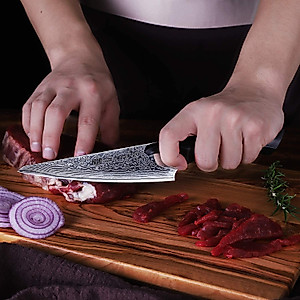 FINDKING 6 Inch Boning Knife, Damascus Steel Skinning Knife, Sharp Meat Knife for Bones (Cheetah Series, w/Ebony Wood Handle)