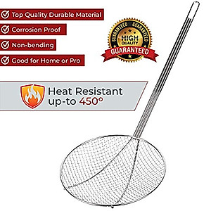 Oil/Deep Fry Thermometer with Oil Skimmer for Cooking | Includes Deep Fryer Thermometer with Clip for Frying Oil, Turkey, BBQ, Grill and Strainer Spoon with Handle for Frying, Cooking, Skimming.