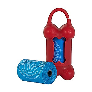 Arm & Hammer Dog Bone Shape Dog Poop Bag Dispenser With 30 Count Dog Poop Bags With Activated Baking Soda, 9 x 14 Inches, Assorted Colors