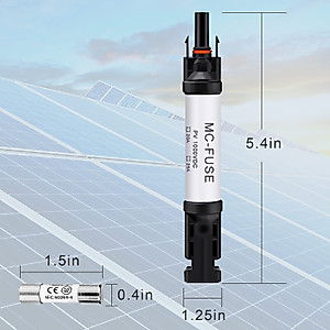Pvfarosh 10A Solar Fuse Connector IP68 Waterproof 1000V in line Fuse Holder 10A Male and Female Connector Waterproof in Line Fuse Holder Contains 4 fuses 2 Solar 10A 2PCS