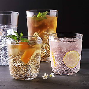 Cupture Diamond Plastic Tumblers BPA Free, 24 oz/14 oz, 8-Pack (Clear)