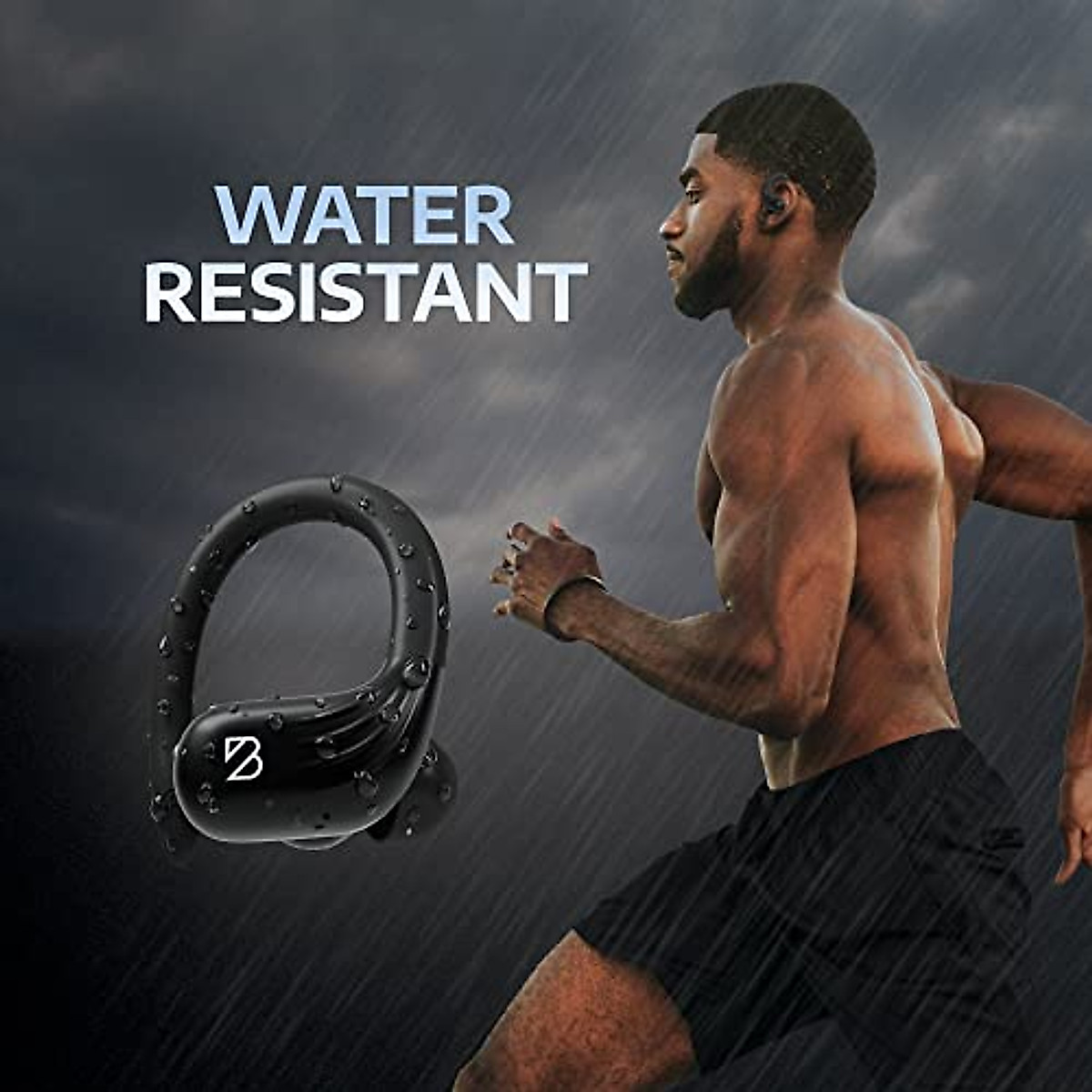 Runner 60 Wireless Sport Earbuds for Running 80 Hour Long Battery Life Over the Ear Earbuds with EarHooks, Wrap Around Ear buds Wireless Bluetooth Earbuds with Microphone, Earphones In Ear Headphones