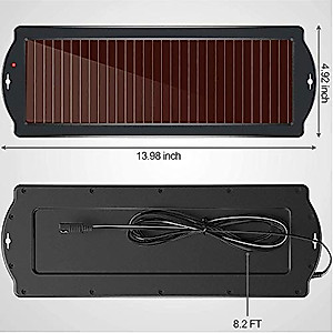 OYMSAE Solar Battery Charger 12V Solar Powered Battery maintainer & Charger,Suitable for Automotive, Motorcycle, Boat, Marine, RV, Trailer, Powersports, Snowmobile, etc.(1.8W Amorphous)