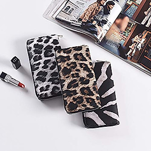MinMinBox Leopard/Zebra Print PU Leather Wallet Cash Coin Long/Short Purse Card Holder for Women & Girls (Long Style#3)