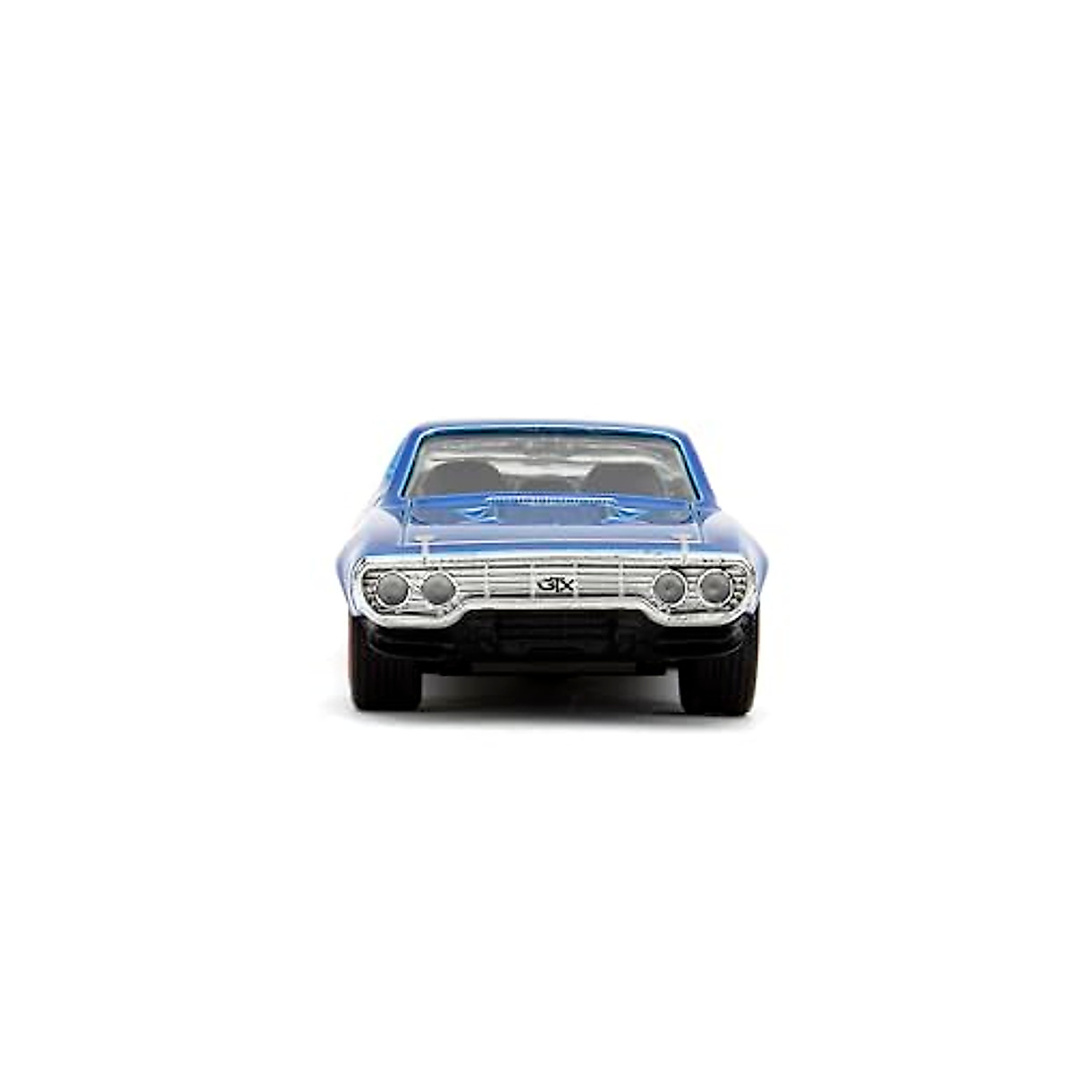 Jada 1972 Plymouth GTX Candy Blue with Red and White Stripes and Captain America Diecast Figure The Avengers Hollywood Rides Series 1/32 Diecast Model Car