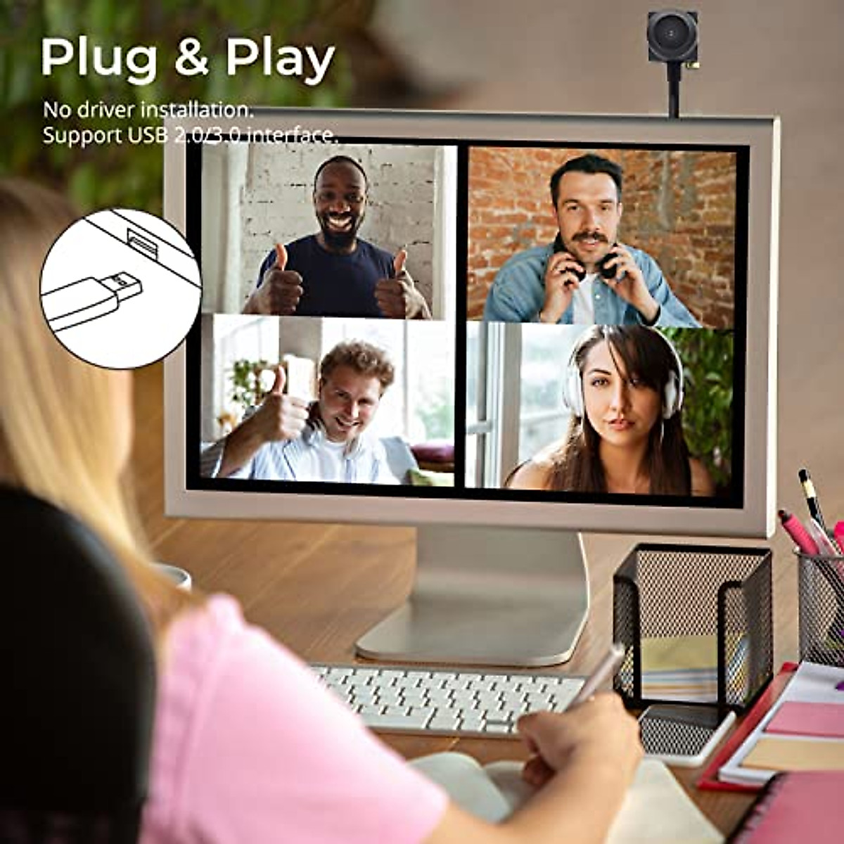 PEGATISAN Webcams,Computer Camera HD 1080P Webcam with Microphone 120°Wide-Angle 2.8 mm Lens USB Camera for Zoom/Skype/Teams, Conferencing/Calling/Gaming Laptop