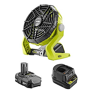 Factory Reconditioned 18-Volt Hybrid Portable Fan Kit with Battery and Charger (Renewed)