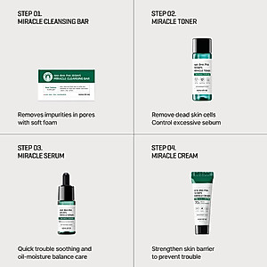 SOME BY MI AHA BHA PHA 30Days Starter Kit - Toner 1.01Oz, Serum 0.33Oz, Cream 0.7Oz, Cleansing Bar 1.05Oz - Mild Exfoliating Daily Skin Care Set - Skin Wastes, Sebum, Oiliness Care - Korean Skin Care