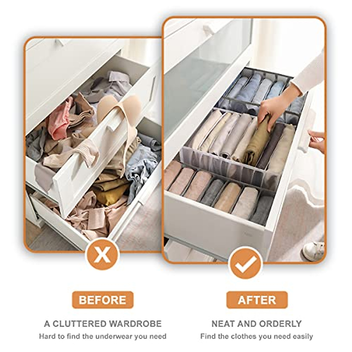 MJRASG 2 PCS Wardrobe Clothes Organizer for Folded Clothes 12 Grids Washable Wardrobe Clothes Storage Organizer for Closet and Drawers, white