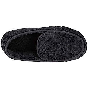 isotoner Men's Microterry Memory Foam Indoor/Outdoor Slip-On Slippers, Black, 11-12