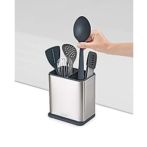 Joseph Joseph 85161 Utensil Holder with Removable Spoon Surface Kitchen Accessory, One-size, Stainless Steel/Dark Gray