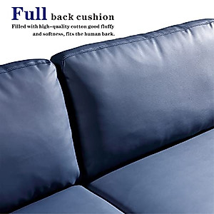 ovios 100" L-Shaped Sectional Sofa with Reversible Chaise, Luxury Deep Seat Couch with Convertible Chaise, Minimalism Cloud Sofas Couches for Living Room, Faux Leather, Blue