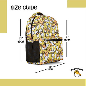 Fast Forward Gudetama Lazy Egg Allover Backpack - Gudetama Lazy Egg Iconic Backpack - Officially Licensed Gudetama School Bookbag (Yellow)