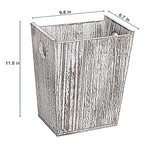 LIANTRAL Trash Can Wastebasket, 2-Gallon Waste Basket Wooden Small Rustic Trash Can Garbage Container Bin for Bathroom, Bedroom, Kitchen, Office